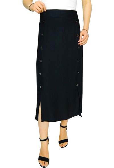 Reyon Düğmeli Etek 19737