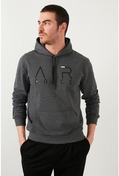 Buratti Baskılı Kapüşonlu Kanguru Cepli Sweat Erkek Sweat 541AIRFORCE