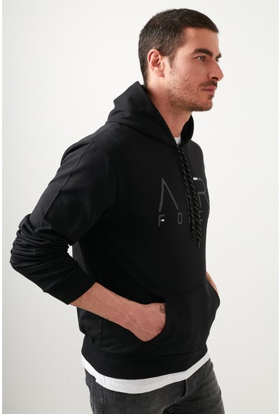 Buratti Baskılı Kapüşonlu Kanguru Cepli Sweat Erkek Sweat 541AIRFORCE