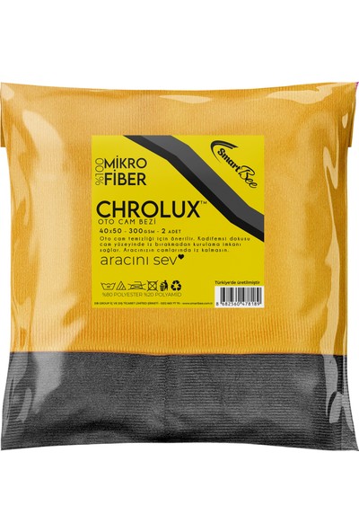 Smartbee Chrolux 2’li Mikrofiber Kalın Oto Cam Bezi 40×50 300GSM – Turuncu/gri