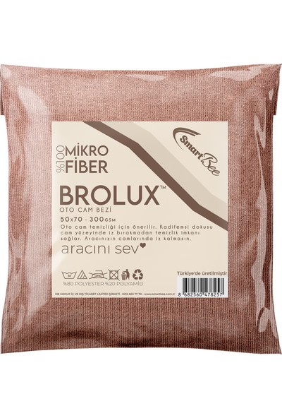 Smartbee Brolux Mikrofiber Kalın Oto Cam Bezi 50×70 300GSM – Kahverengi