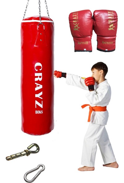 Crazy Çocuk Dolu Boks Kum Torbası 70cm x 25cm + Çocuk Boks Eldiven Seti + Askı Aparatı Crazy Çocuk Dolu Boks Kum Torbası 70cm x 25cm + Çocuk Boks Eldiven Seti + Askı Aparatı