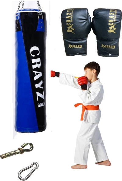 Crazy Çocuk Dolu Boks Kum Torbası 70cm x 25cm + Çocuk Boks Eldiven Seti + Askı Aparat Crazy Çocuk Dolu Boks Kum Torbası 70cm x 25cm + Çocuk Boks Eldiven Seti + Askı Aparat