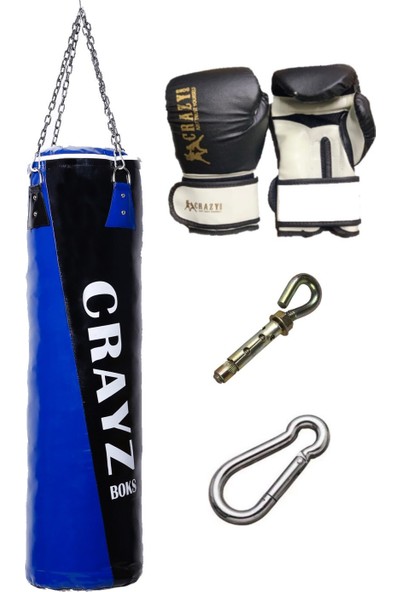 Crazy Orta Boy Dolu Boks Kum Torbası 100cm x 30cm + Boks Eldiven Seti + Askı Aparatı Crazy Orta Boy Dolu Boks Kum Torbası 100cm x 30cm + Boks Eldiven Seti + Askı Aparatı