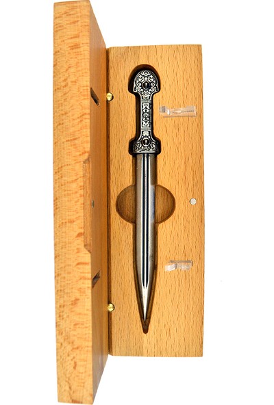 Anahtarlık Sepeti Kafkas Kama Mektup Açacağı Özel Ahşap Kutulu Nikel Kaplama