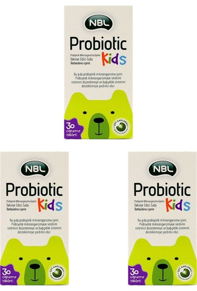 Nbl Probiotic Kids 30 Tablet 3'lü Nbl Probiotic Kids 30 Tablet 3'lü