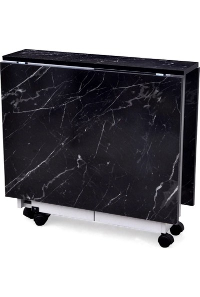Bayramoğlu Çok Amaçlı Tekerli Dolaplı Açılır Kapanır Mutfak Masası