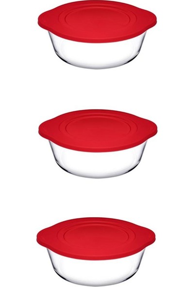 Paşabahçe 3 Lü Kapaklı Yuvarlak Borcam Tencere Seti 840CC 59133 Paşabahçe 3 Lü Kapaklı Yuvarlak Borcam Tencere Seti 840CC 59133