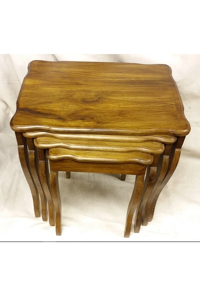 Maras Market Ceviz Oyma Sehpa 4 Lü Takım