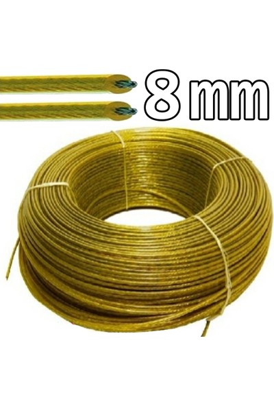 Elden Hırdavat Pvc Kaplı Izoleli Paslanmaz Çelik Halat 8 mm 10 mt