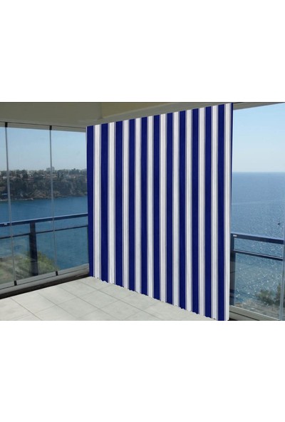 Laris Evaşkım Balkon Perdesi Balkon Brandası Mavi_beyaz
