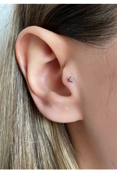 Okko Store Kadın Cerrahi Çelik Silver Rengi Mor Yıldız Taşlı Tragus Piercing Kıkırdak 6mm Okko Store Kadın Cerrahi Çelik Silver Rengi Mor Yıldız Taşlı Tragus Piercing Kıkırdak 6mm