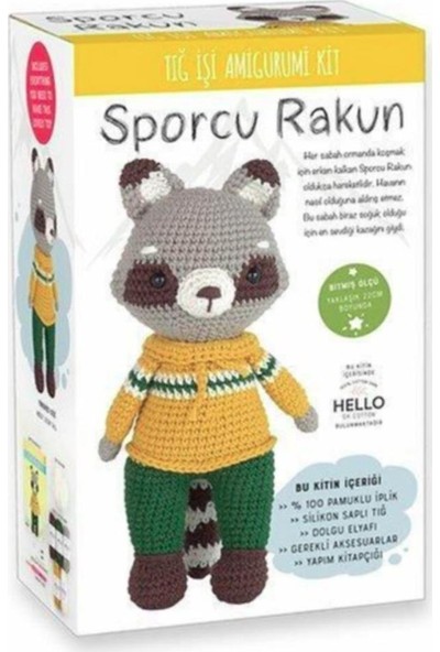 Tuva Tığ İşi Amigurumi Kit Sporcu Rakun SCF14 Full Set