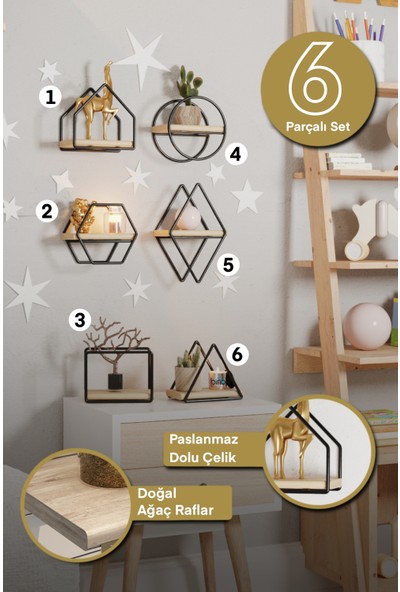 Bino Montessori Kitaplık Bebek Çocuk Odası Duvar Rafı Ahşap Minyatür Oyuncak Odası Raf 6'Lı Set Bino Montessori Kitaplık Bebek Çocuk Odası Duvar Rafı Ahşap Minyatür Oyuncak Odası Raf 6'Lı Set