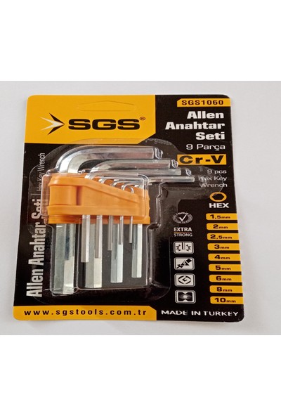 Sgs Allen Anahtar Seti 9 Parça Sgs Cr-V Alaşımı Sgs Allen Anahtar Seti 9 Parça Sgs Cr-V Alaşımı