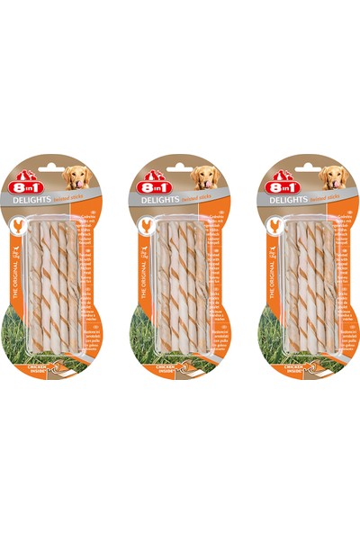 8in1 Delights Twisted Sticks Köpekler Için Tavuklu Ağız Bakım Kemiği x 3 Adet 8in1 Delights Twisted Sticks Köpekler Için Tavuklu Ağız Bakım Kemiği x 3 Adet