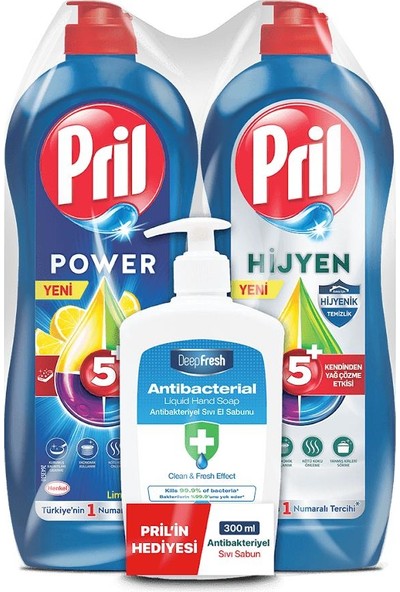Pril Power 675 Ml+Pril Hijyen 675 Ml+Deepfresh 300 Antibakteriyel Sıvı Sabun Hediyeli Pril Power 675 Ml+Pril Hijyen 675 Ml+Deepfresh 300 Antibakteriyel Sıvı Sabun Hediyeli