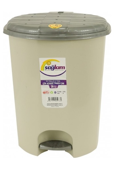 Sağlam Plastik Düz Pedallı Çöp Kovası 4 Nolu Iç Kovasız (30 lt)