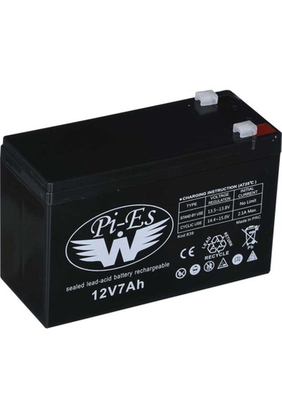 Pi-Es 12 Volt 7 Amper Bakımsız Kuru Akü 151*65*1,80 kg