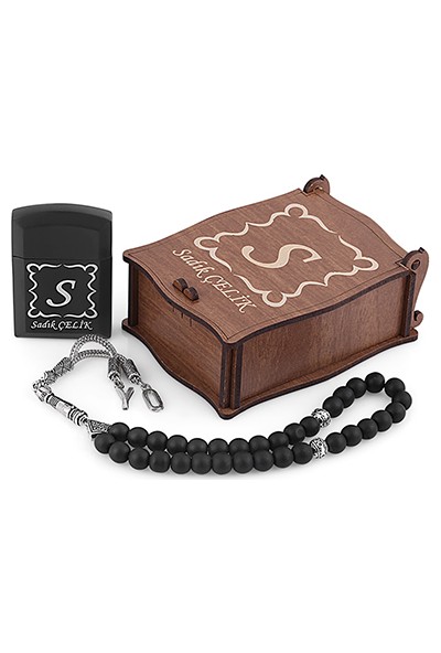 Deepwell Kişiye Özel Isimli Çakmak Mat Onix Taş Tesbih Ahşap Kutulu Deepwell Kişiye Özel Isimli Çakmak Mat Onix Taş Tesbih Ahşap Kutulu
