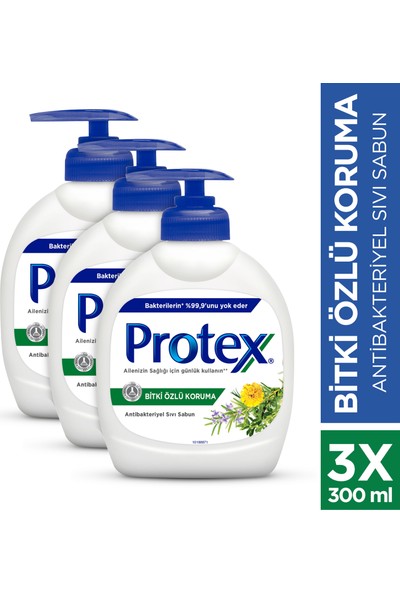 Protex Bitki Özlü Koruma Antibakteriyel Sıvı Sabun 3 x 300 ml Protex Bitki Özlü Koruma Antibakteriyel Sıvı Sabun 3 x 300 ml