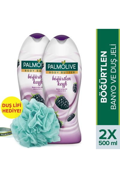 Palmolive Body Butter Böğürtlen Keyfi Duş Jeli 2 x 500ml+Duş Lifi Palmolive Body Butter Böğürtlen Keyfi Duş Jeli 2 x 500ml+Duş Lifi