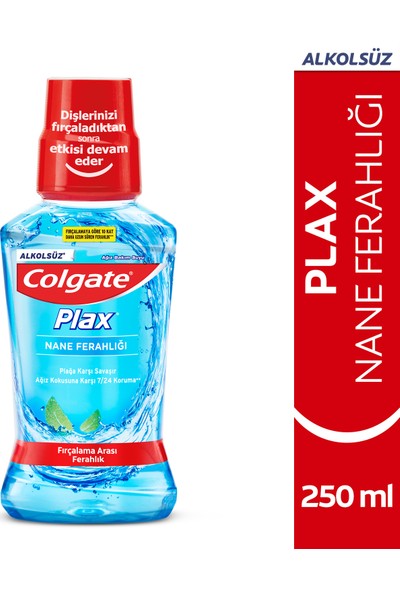 Colgate Plax Nane Ferahlığı Plağa Karşı Alkolsüz Ağız Bakım Suyu 250 ml Colgate Plax Nane Ferahlığı Plağa Karşı Alkolsüz Ağız Bakım Suyu 250 ml