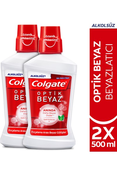 Colgate Optic White Beyazlatıcı Alkolsüz Ağız Bakım Suyu 500 ml x 2 Adet Colgate Optic White Beyazlatıcı Alkolsüz Ağız Bakım Suyu 500 ml x 2 Adet
