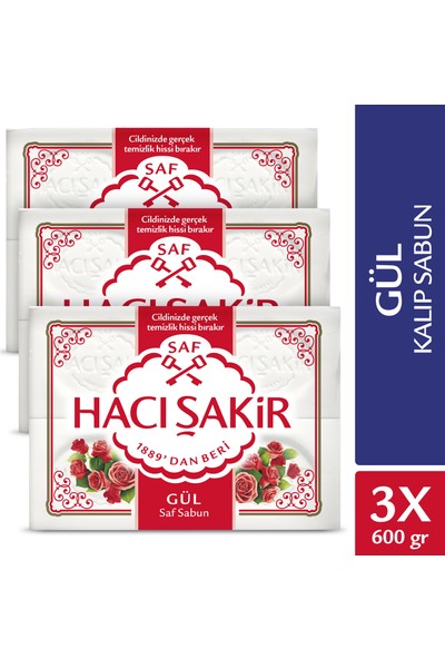 Hacı Şakir Gül Saf Kalıp Sabun 4x150 gr x 3 Adet Hacı Şakir Gül Saf Kalıp Sabun 4x150 gr x 3 Adet