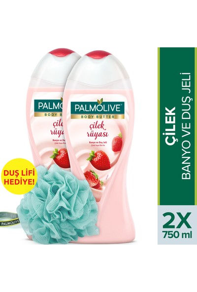Palmolive Body Butter Çilek Rüyası Banyo ve Duş Jeli 750 ml x 2 Adet + Duş Lifi Hediye Palmolive Body Butter Çilek Rüyası Banyo ve Duş Jeli 750 ml x 2 Adet + Duş Lifi Hediye