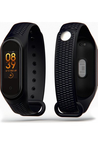 Pufwin Mi Band 3/4 Uyumlu Desenli Kordon Siyah
