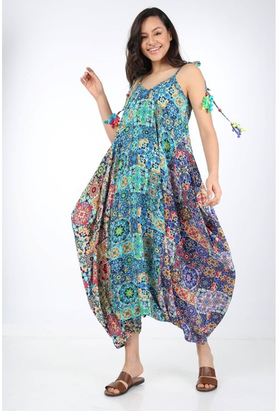 Luisido Turkuaz Patchwork Otantik Şalvar Tulum Luisido Turkuaz Patchwork Otantik Şalvar Tulum