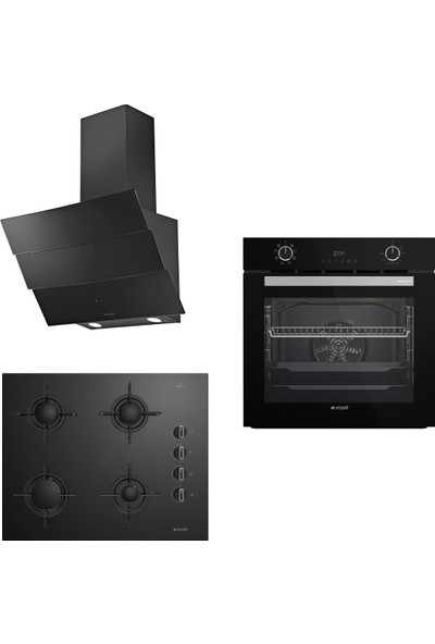 Arçelik New Star Siyah Cam Ankastre Set ( P12YES-ARC -T 651ES - Afc 340 S)