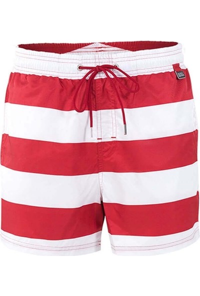 Blackspade Erkek Çizgili Kırmızı Deniz Şort Mayo