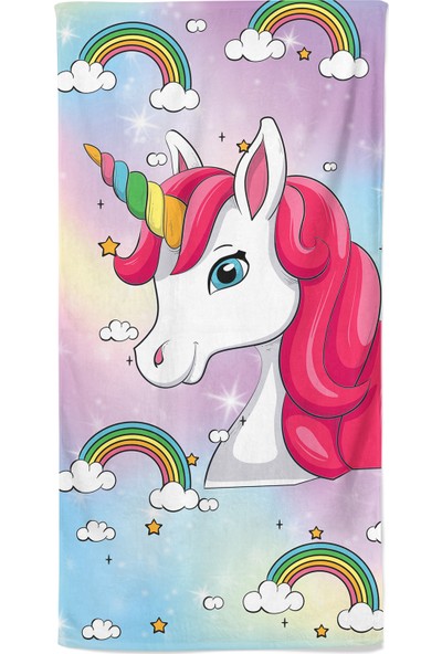 Movebeach Unicorn Desenli Çocuk Plaj Havlusu, Banyo Havlusu Movebeach Unicorn Desenli Çocuk Plaj Havlusu, Banyo Havlusu