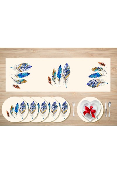 Sakallı Home 3D Digital Baskılı Runner ve 6 Kişilik Supla Takımı + 2 Adet Kırlent Kılıfı Sakallı Home 3D Digital Baskılı Runner ve 6 Kişilik Supla Takımı + 2 Adet Kırlent Kılıfı