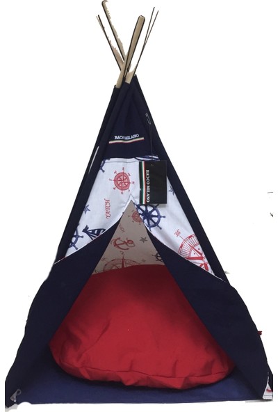 Bacco Mılano Kedi Çadırı-Kedi Evi Mavi-Beyaz