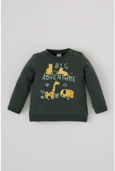 DeFacto Erkek Bebek Sevimli Hayvanlar Baskılı Pamuklu Sweatshirt U6945A221SP