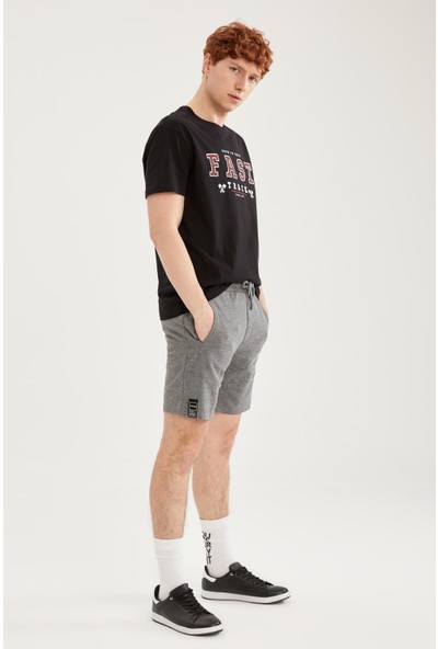 DeFacto Slim Fit Beli Bağcıklı Basic Şort U1475AZ21SM