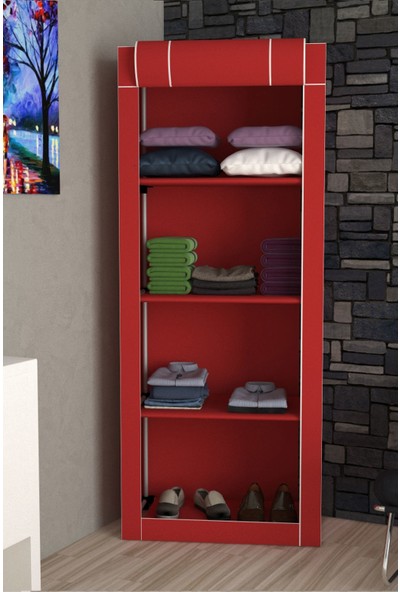 Berrado Plastik Borulu Çok Amaçlı 4 Raflı Bez Gardrop