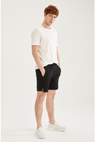 DeFacto Slim Fit Beli Bağcıklı Basic Şort U1475AZ21SM