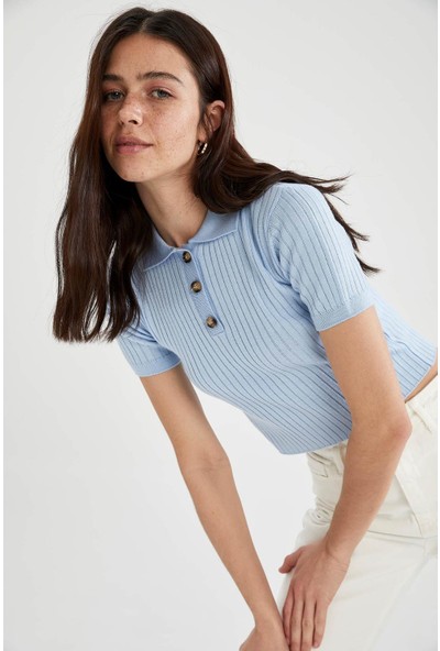 Defacto Slim Fit Düğme Detaylı Triko Kazak N9752AZ21SP