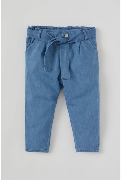 DeFacto Kız Bebek Paperbag Pamuklu Jean Pantolon U1884A221SP