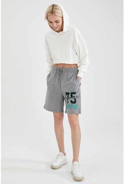 Defacto Slogan Nakışlı Beli Bağcıklı Relax Fit Bermuda Şort U3305AZ21SP Defacto Slogan Nakışlı Beli Bağcıklı Relax Fit Bermuda Şort U3305AZ21SP