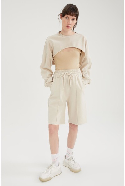 DeFacto Coool Beli Bağcıklı Relax Fit Bermuda Şort U4046AZ21SP DeFacto Coool Beli Bağcıklı Relax Fit Bermuda Şort U4046AZ21SP