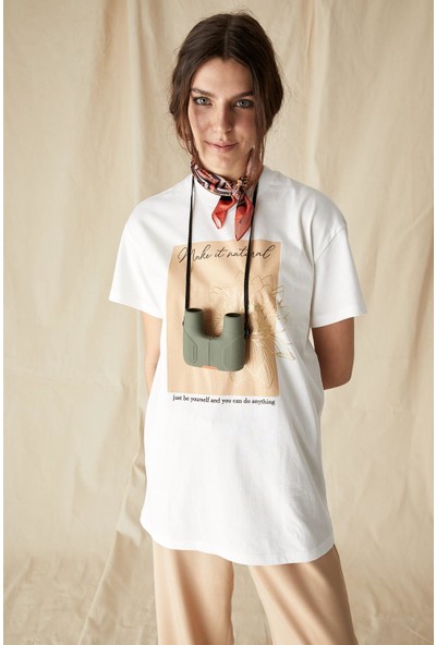 DeFacto Slogan Baskılı Oversize Fit Kısa Kollu Tişört Tunik U3014AZ21SP DeFacto Slogan Baskılı Oversize Fit Kısa Kollu Tişört Tunik U3014AZ21SP