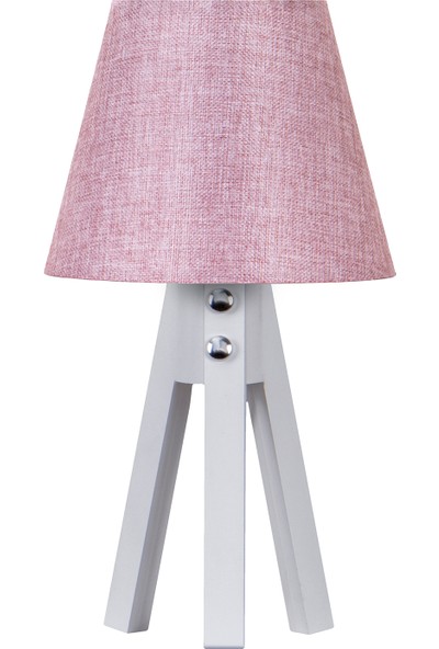 Mirsa Gül Kurusu Charm Konik Başlık Beyaz Tripod Ayaklı Abajur