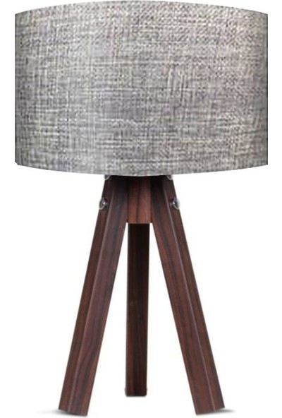 Mirsa Gri Charm Başlık Kahve Tripod Ayaklı Abajur