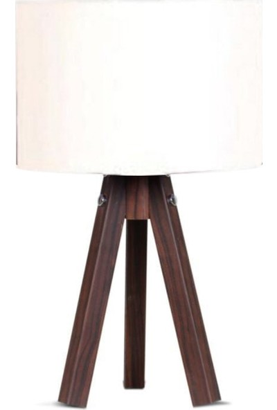 Mirsa Krem Finlin Başlık Kahve Tripod Ayaklı Abajur