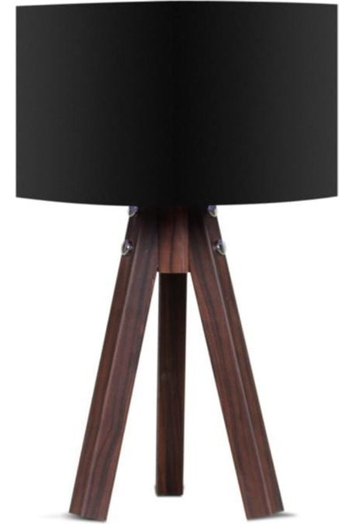 Mirsa Siyah Finlin Başlık Kahve Tripod Ayaklı Abajur